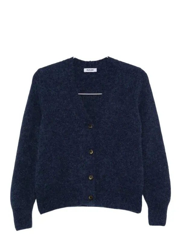 BASE Wool V-necked Cardigan - Blue