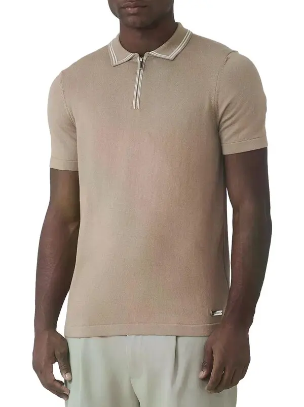 MAUVAIS Zip-fastening Knitted Polo Shirt - Neutrals