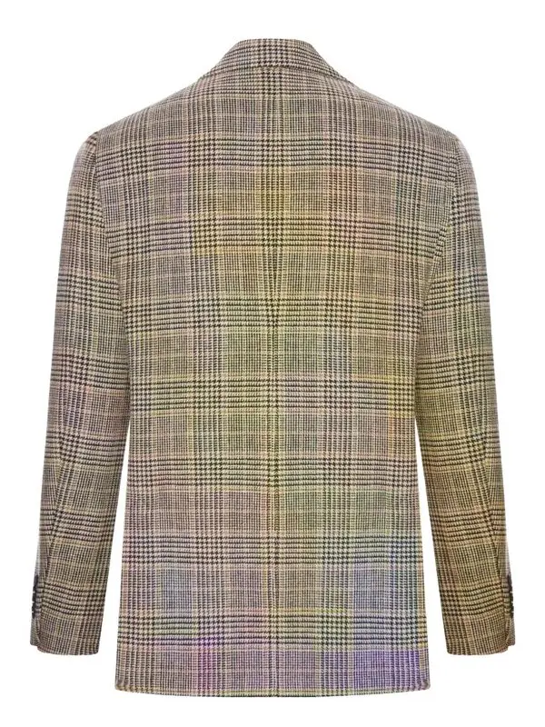 LARDINI Prince Of Wales Check Wool Blazer - Neutrals