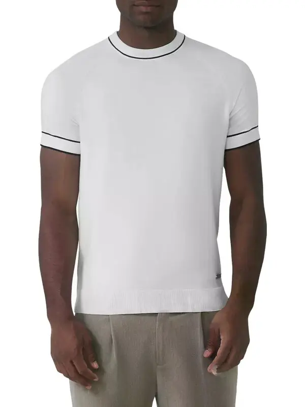 MAUVAIS Contrast-trim Knitted T-shirt - White