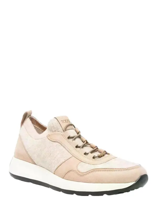 TOD'S Red Dot Socks Sneakers In Knit And Suede - Neutrals