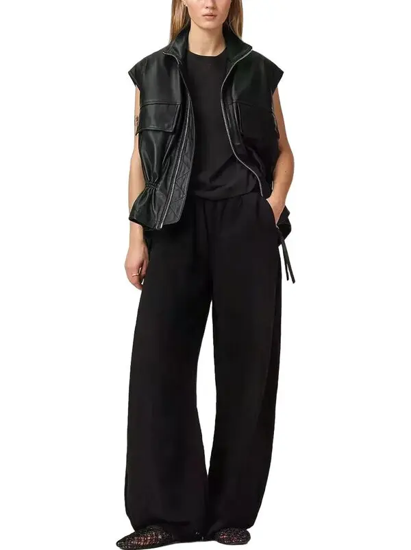 ALLSAINTS Flor Leather Gilet - Black