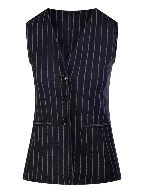 Max Mara Pinstripe Sleeveless Jacket - Blue