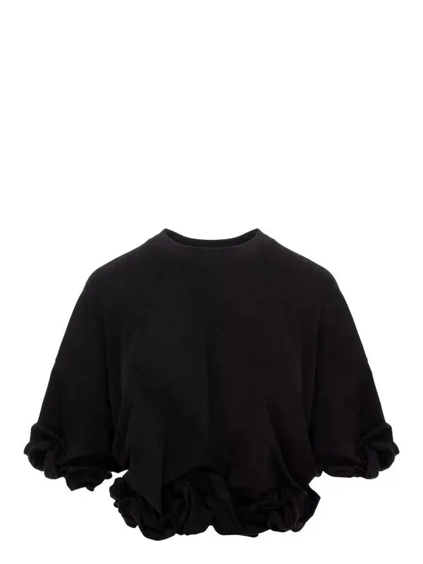 SEEN USERS Twombly Bloom Ruffled T-shirt - Black