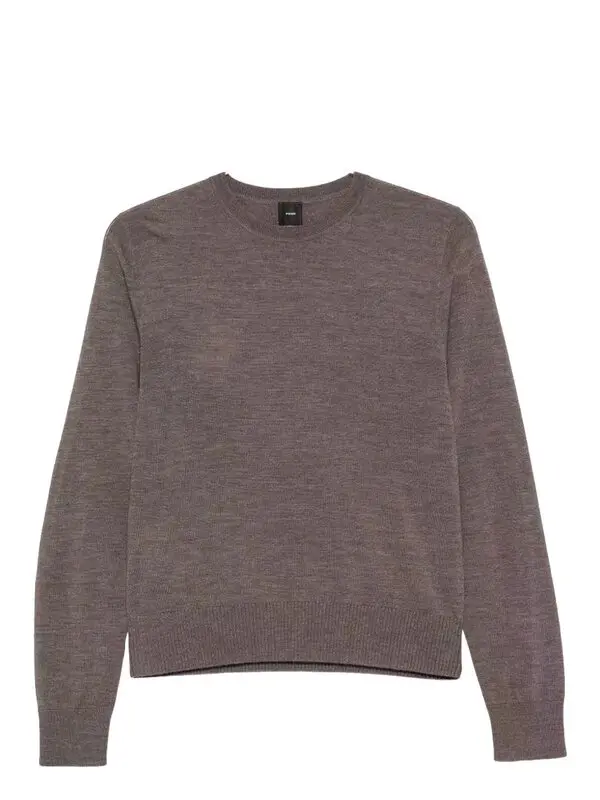 Pinko Lourdes Crew-neck Ribbed-trim Sweater - Grey