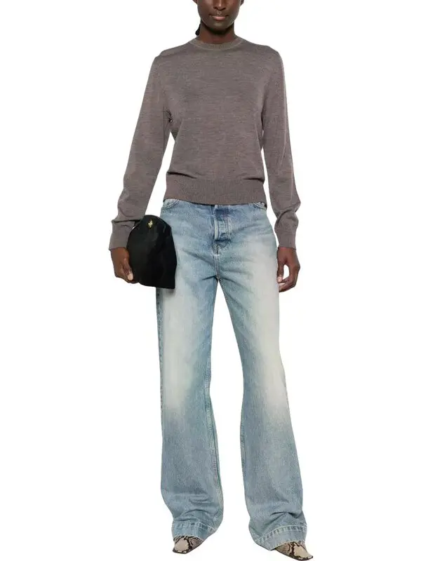 Pinko Lourdes Crew-neck Ribbed-trim Sweater - Grey