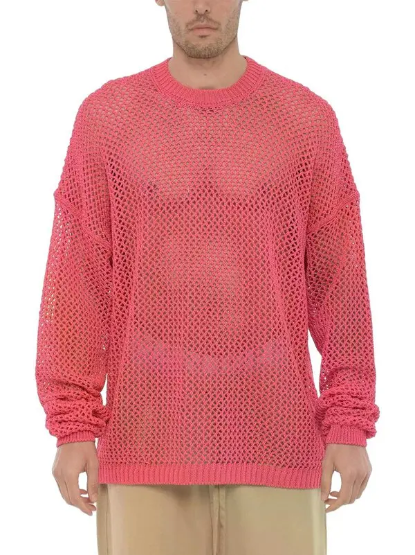 RAMAEL Openwork Crew-neck Sweater - Pink