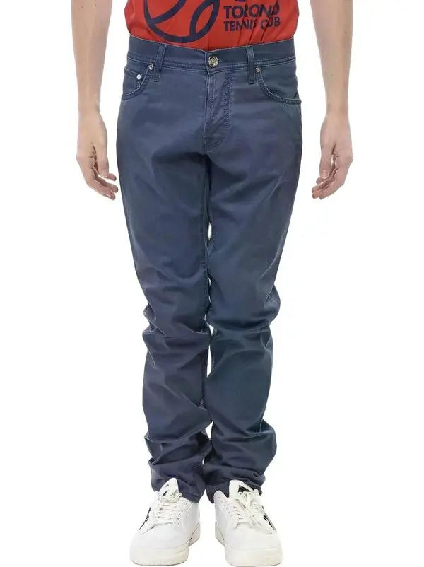 Corneliani Straight-fit Embroidered-logo Jeans - Blue