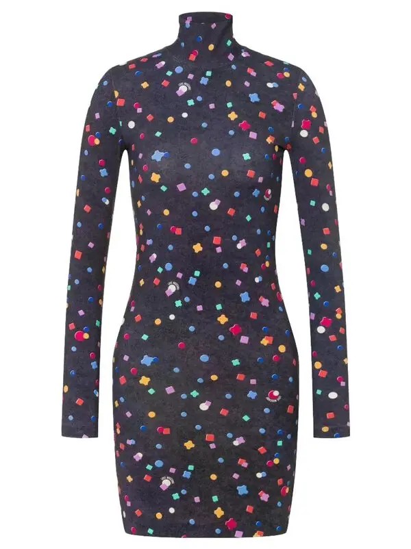 Moschino Short Dress Made Of Printed Technical Jersey - Grey