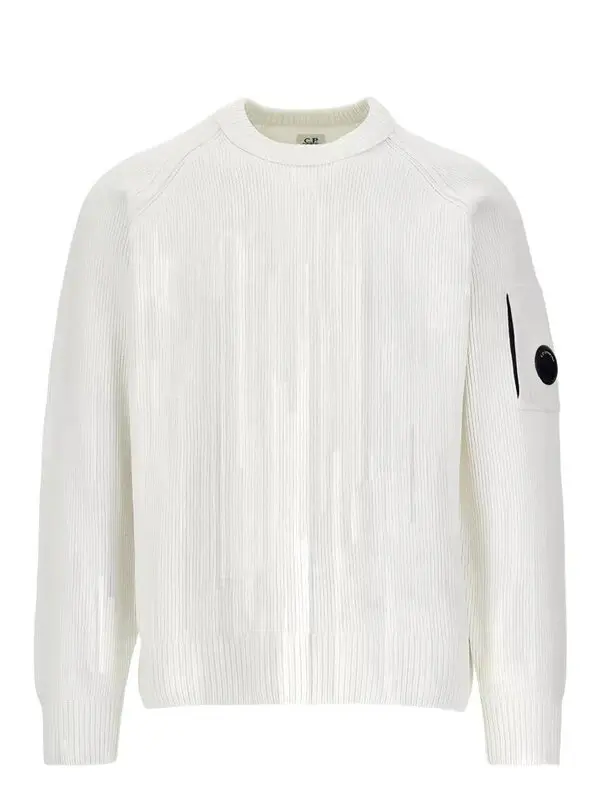 C.P. COMPANY Lens-detail Ribbed-knit Sweater - Neutrals
