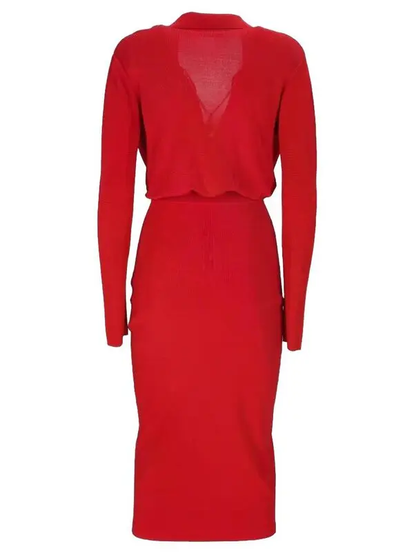 Elisabetta Franchi Wrap-style Chain-detail Midi Dress - Red