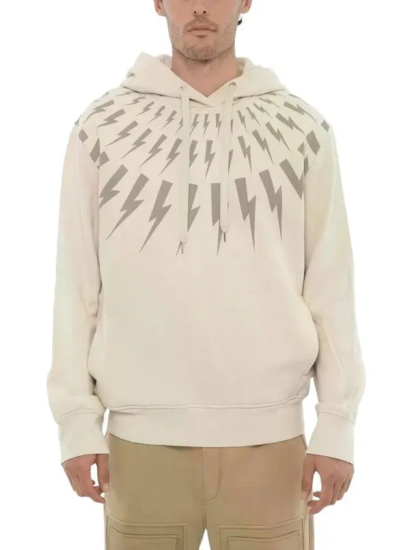 Neil Barrett Fairisle Thunderbolt Hoodie - Neutrals