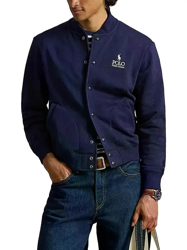 Polo Ralph Lauren Logo-embroidered Button-up Sweater - Blue