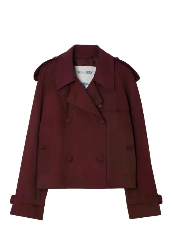 Burberry Cropped Wool Mayfair Trench Jacket - Red