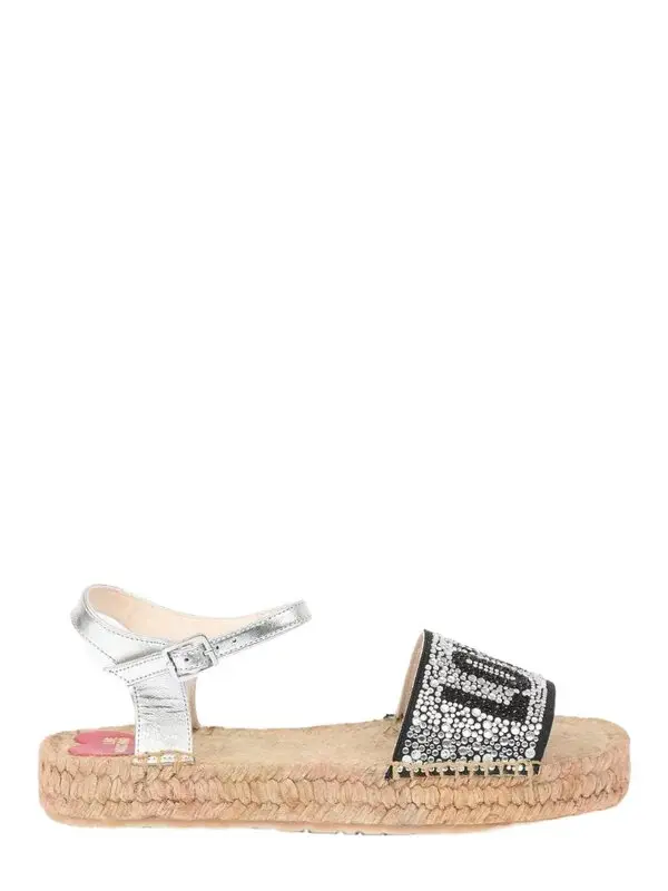 Moschino Rhinestone Logo-embellished Sandals - Black