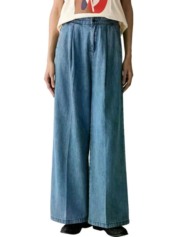 BENETTON Pleated Wide-leg Jeans - Blue