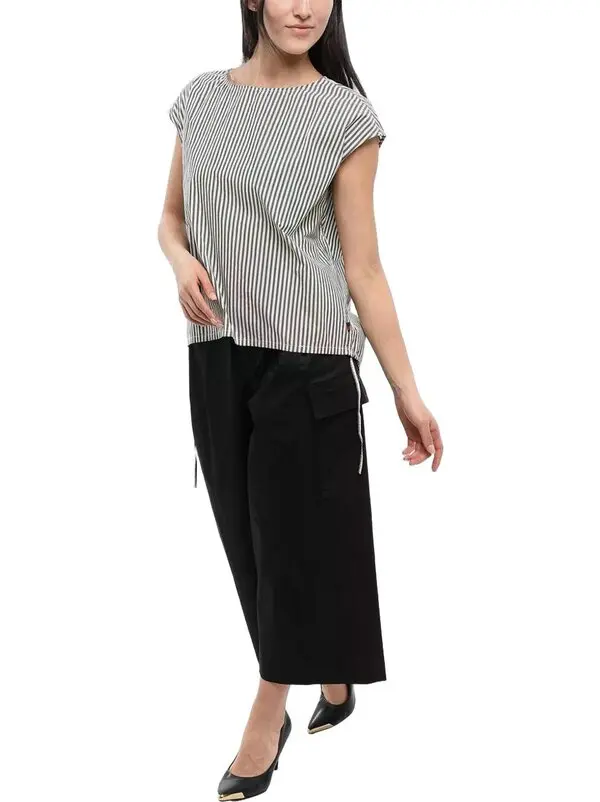 Woolrich Striped Drawstring-hem Cotton Blouse - Blue