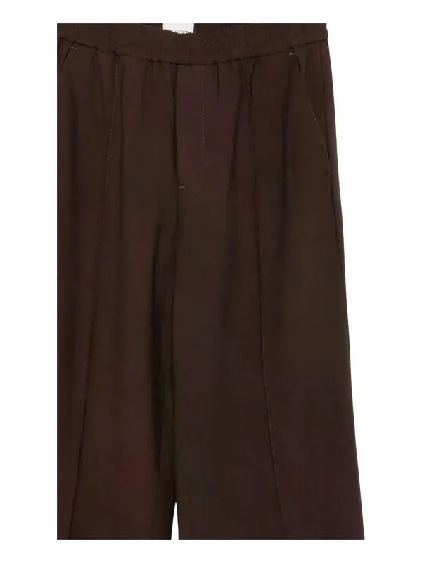 Closed Elasticated-waistband Pressed-crease Trousers - Brown