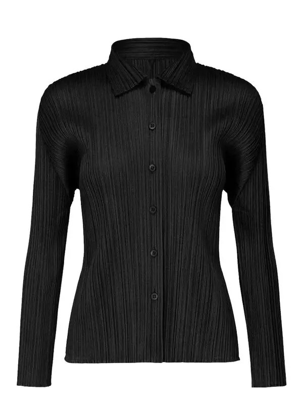 Issey Miyake Pleated Button-up Shirt - Black