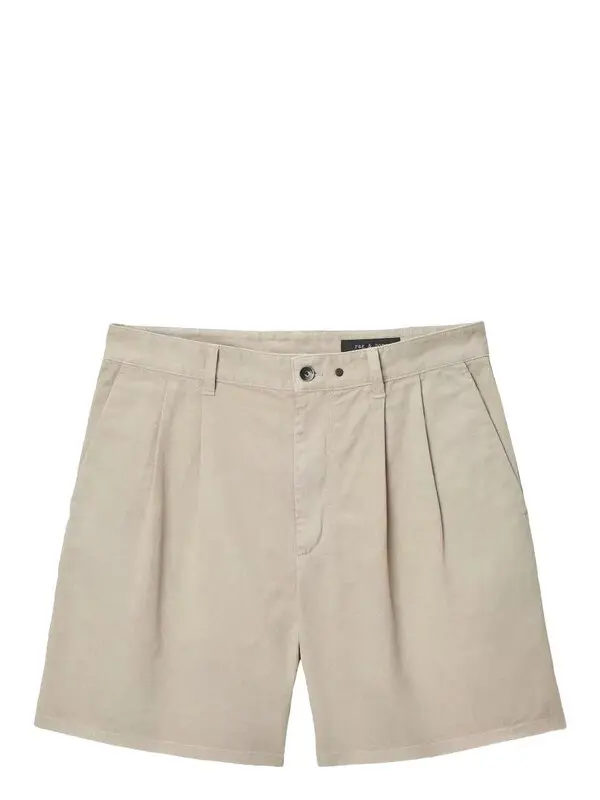 Rag & Bone Pleated Frayed-hem Shorts - Neutrals