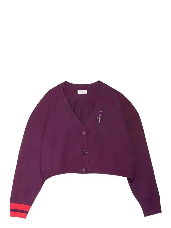 OTTOD'AME Cropped Button-up Cardigan - Purple