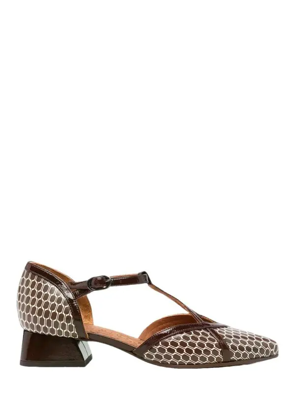 Chie Mihara Hidrow Geometric-print T-bar Pumps - Brown
