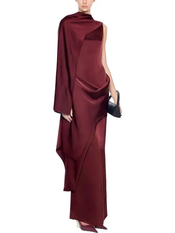 CHATS BY C.DAM Veena Asymmetric Draped-overlay Dress - Red