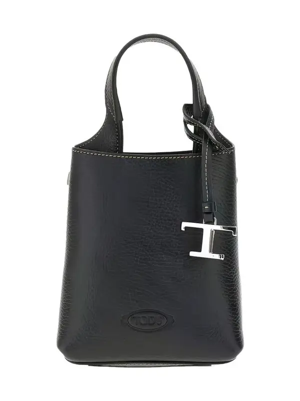 TOD'S T Timeless Pebbled Bucket Bag - Black