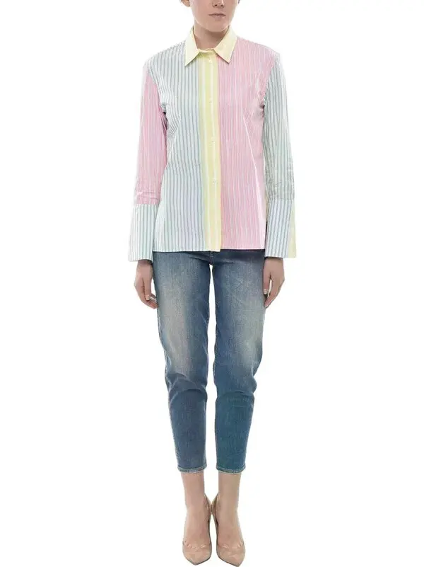 Marni Striped Flared-sleeve Shirt - Pink