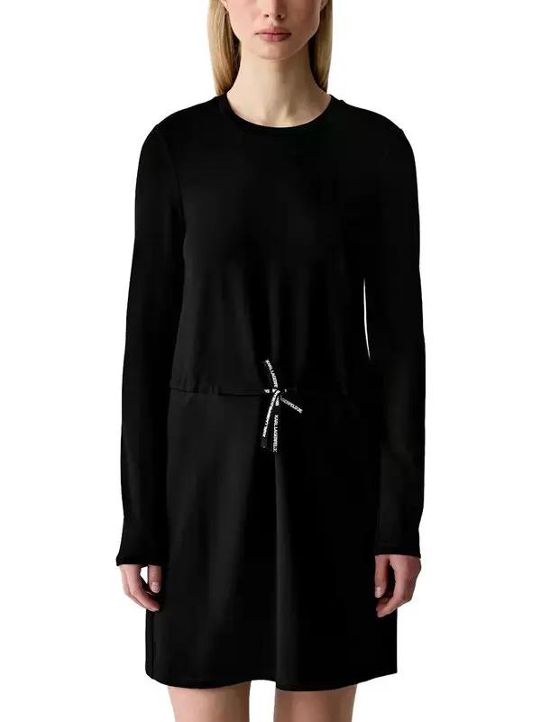 Karl Lagerfeld Drawstring Long-sleeve Mini Dress - Black