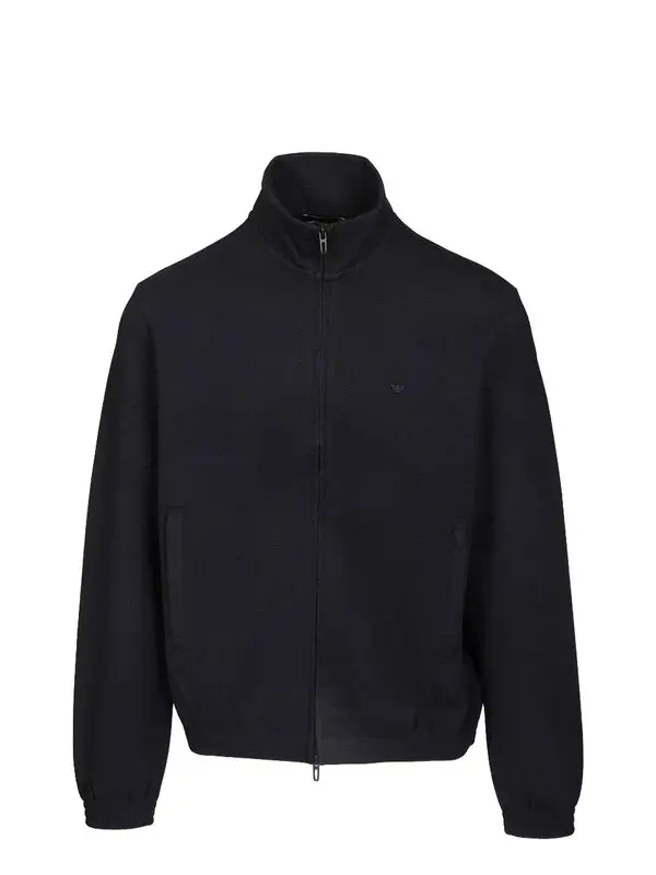 Emporio Armani Full-zip Textured Sweater - Blue