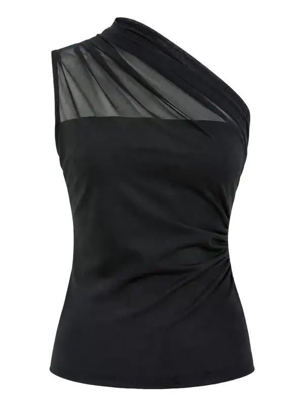 MARCELLA Azur One-shoulder Draped Top - Black