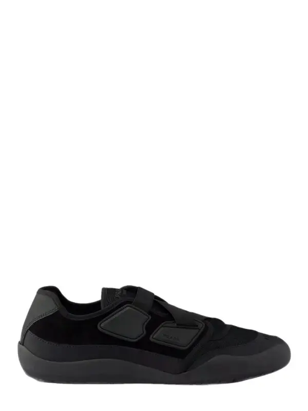 Prada Speedrock Leather And Mesh Fabric Sneakers - Black