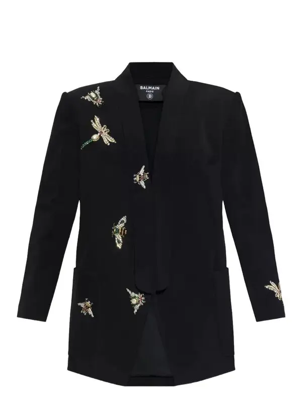 Balmain Crystal-embellished Shawl-lapel Blazer - Black