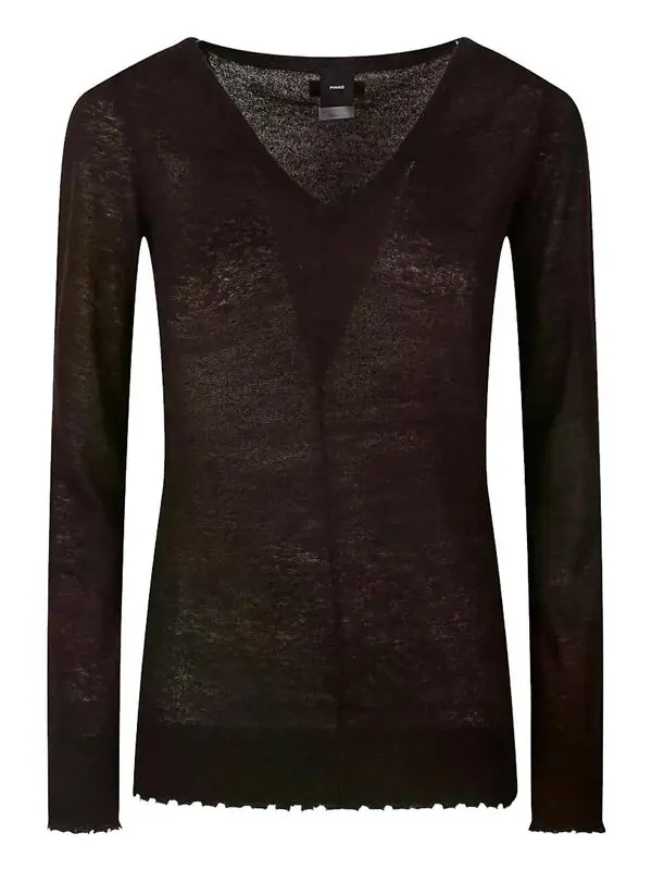Pinko V-neck Distressed-effect Sweater - Brown