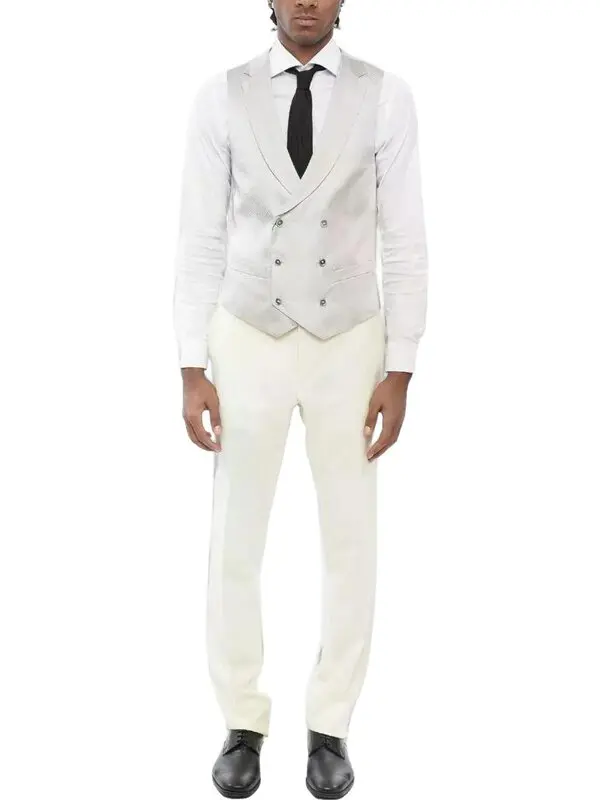Corneliani Jacquard-fabric Double-breasted Waistcoat - Grey