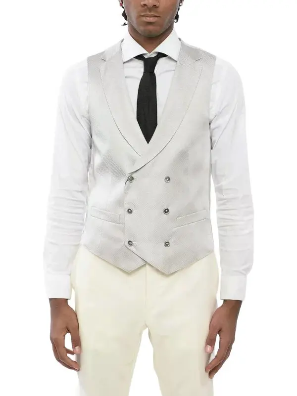Corneliani Jacquard-fabric Double-breasted Waistcoat - Grey