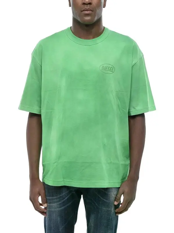 DIESEL® Wash-out Logo-print Crew-neck Cotton T-shirt - Green