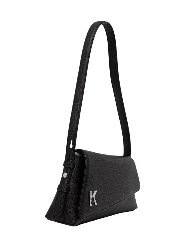 Karl Lagerfeld Jeans Logo-plaque Pebbled Shoulder Bag - Black