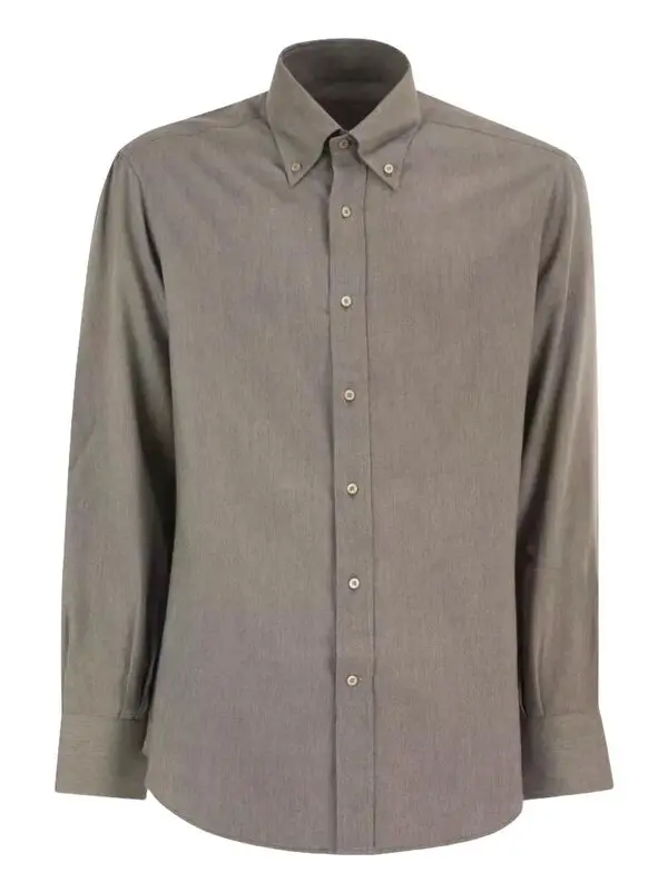 Brunello Cucinelli Button-down Box-pleat Shirt - Grey