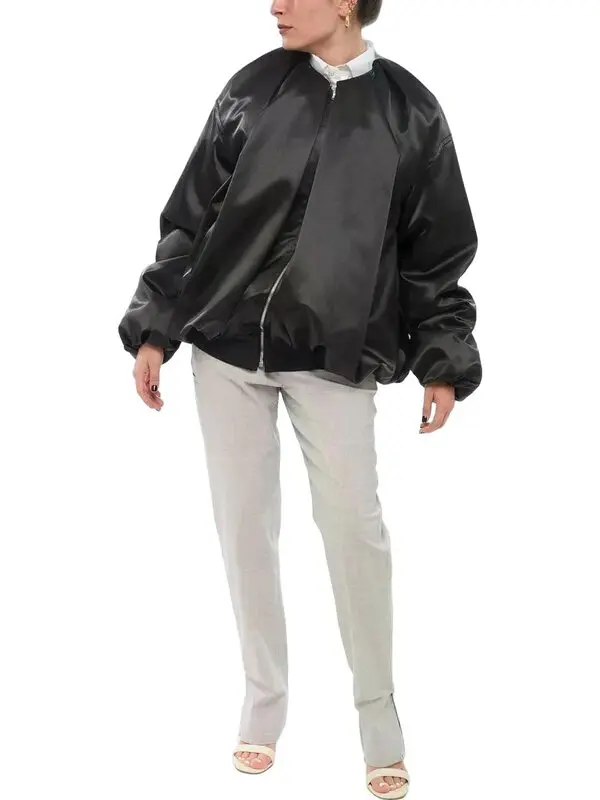 We11Done Draped Satin Bomber Jacket - Black
