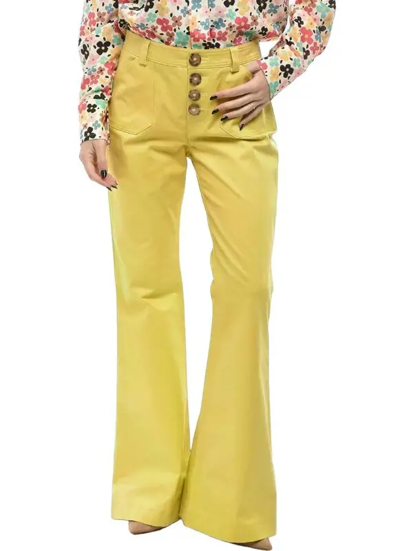 INES DE LA FRESSANGE PARIS Patch-pocket Bootcut Trousers - Yellow