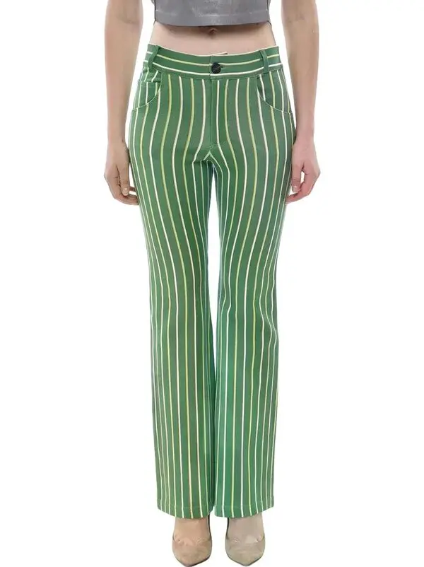 Marni Striped-pattern Five-pocket Trousers - Green