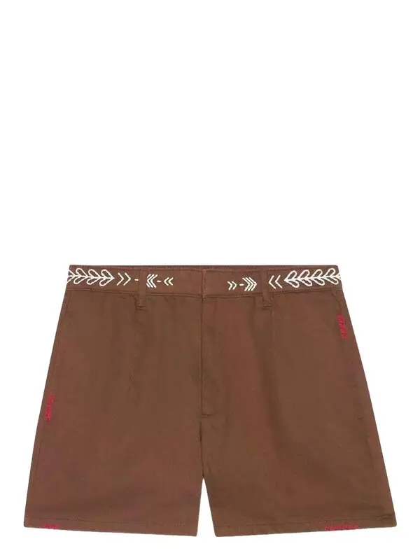 OTTOD'AME Embroidered-waistband Shorts - Brown