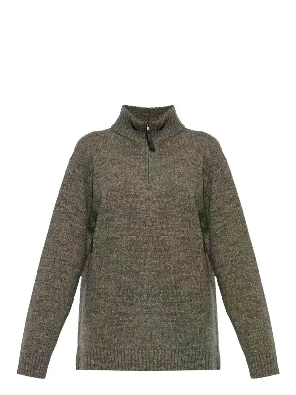 MAISON MARGIELA Quarter-zip Stand-up Collar Sweater - Grey