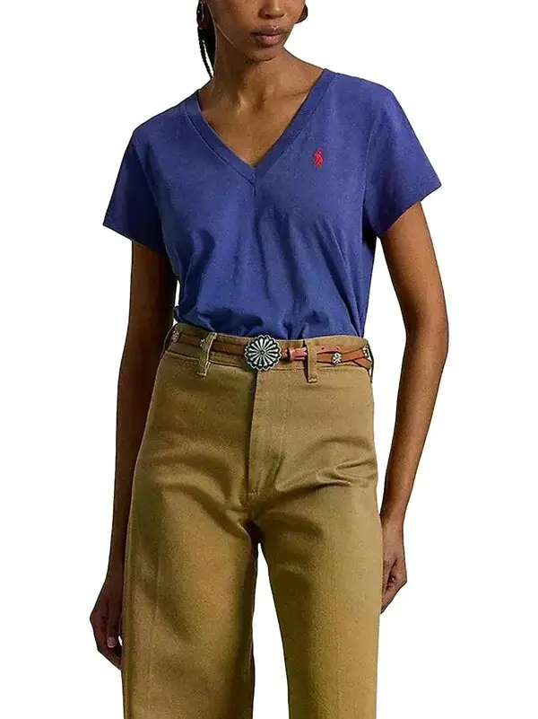 Polo Ralph Lauren Logo-embroidered V-neck T-shirt - Blue