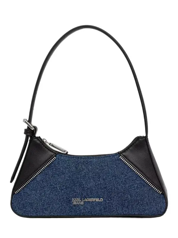 Karl Lagerfeld Rebel Denim-panelled Zip-detail Tote Bag - Blue