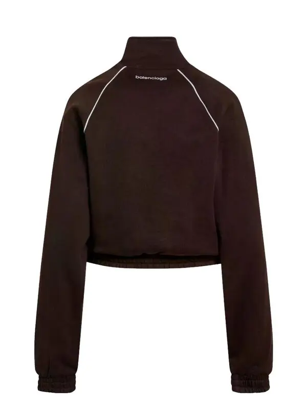 Balenciaga Piped-trim Zip-up Sweatshirt - Brown