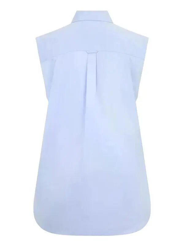 MOORER Sleeveless Box-pleat Shirt - Blue