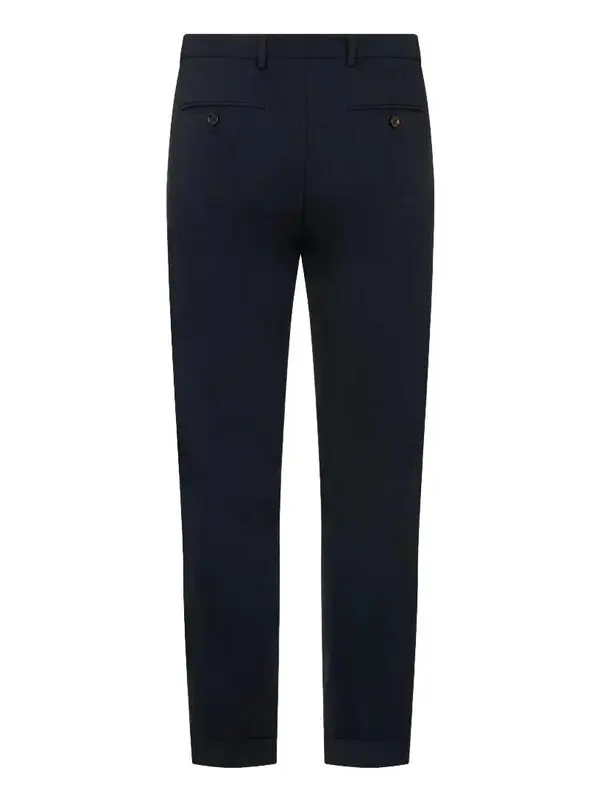 MOORER Pressed-crease Turn-up Trousers - Blue